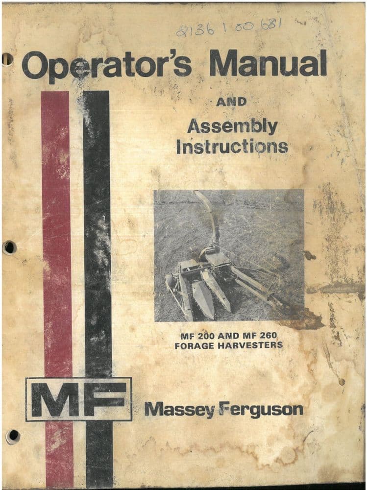 Massey Ferguson MF200 & MF260 Forager Harvester Operators Manual - MF 200 260 - ORIGINAL