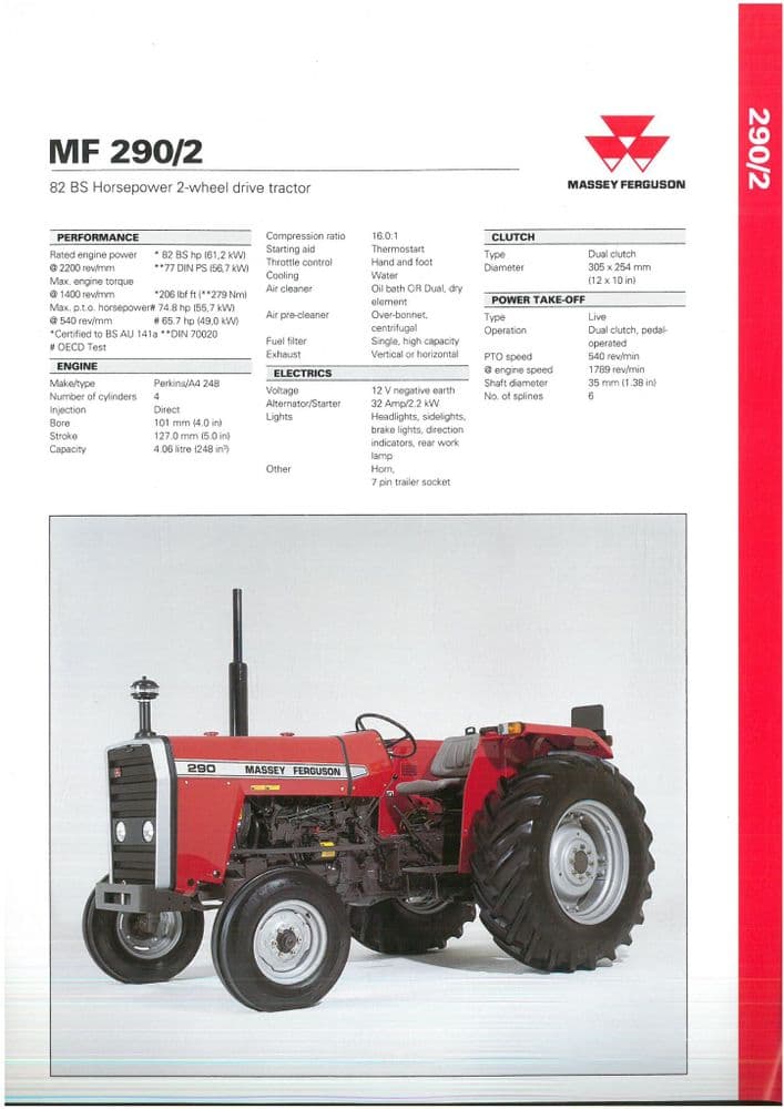 Massey Ferguson MF290/2 Brochure - MF 290/2