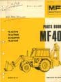 Massey Ferguson Tractor 40 Digger Loader Backhoe Parts Manual - MF40 MF 40