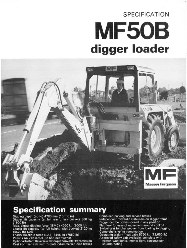 Massey Ferguson Tractor Digger Loader MF50B Brochure - MF 50B