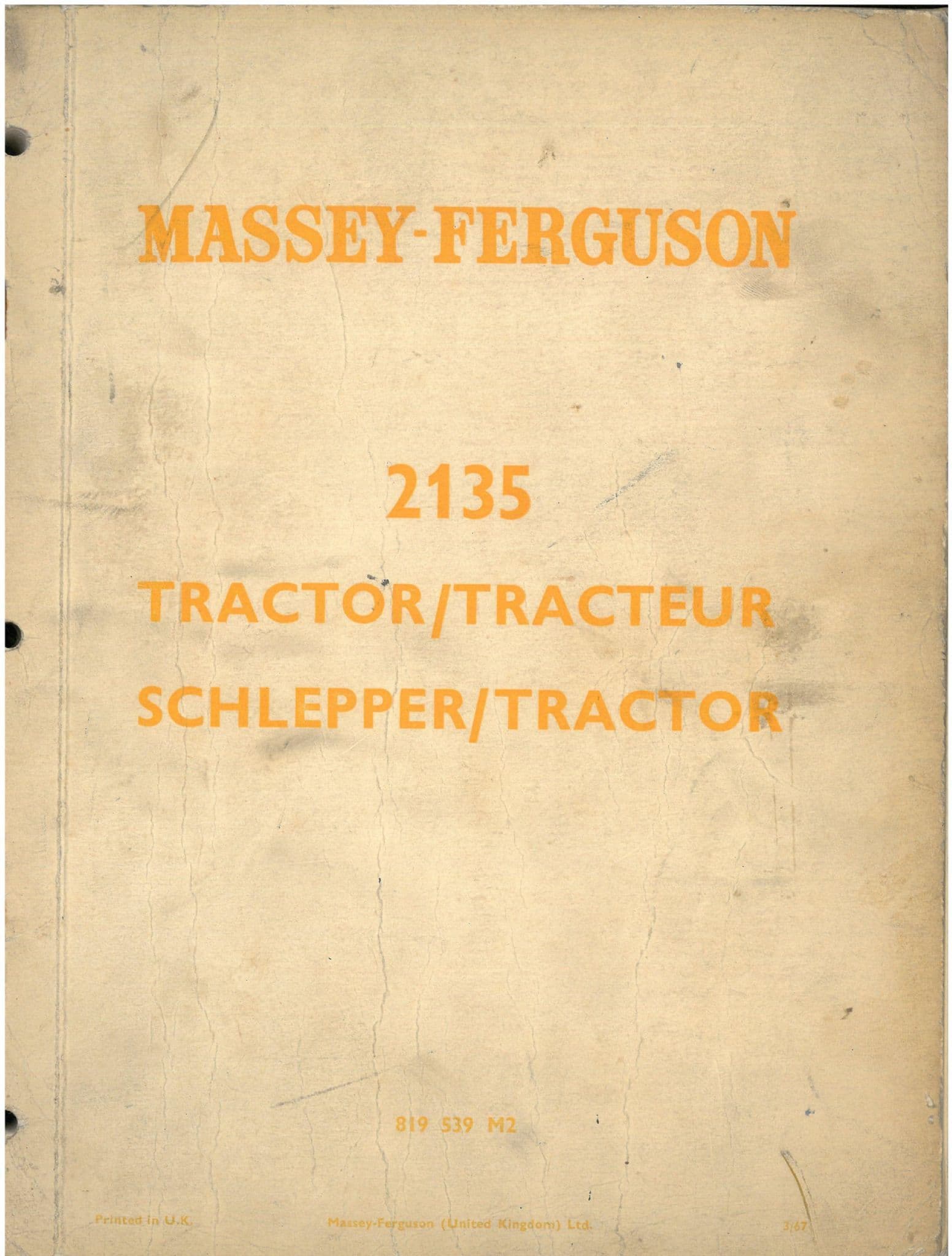 Massey Ferguson Tractor MF2135 Parts Manual - MF 2135 ORIGINAL MANUAL