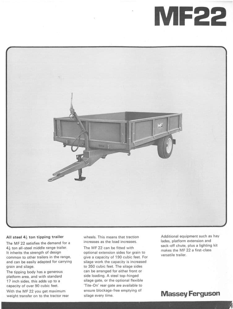 Massey Ferguson Trailer MF22 Brochure - MF 22