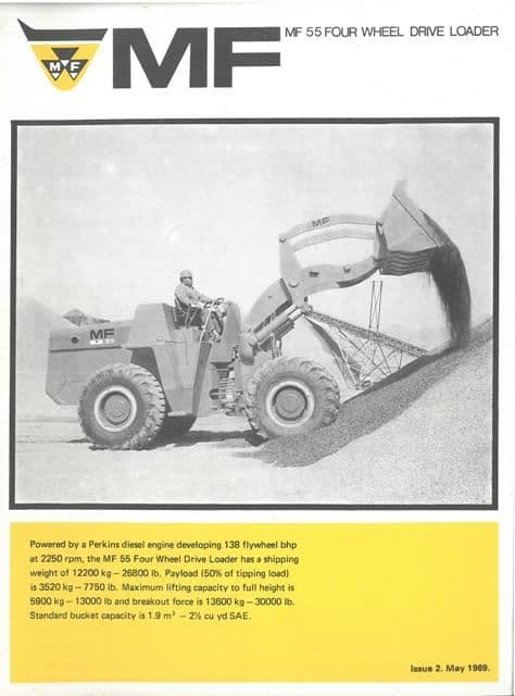 Massey Ferguson Wheel Loader MF55 Brochure - Black & White 1969