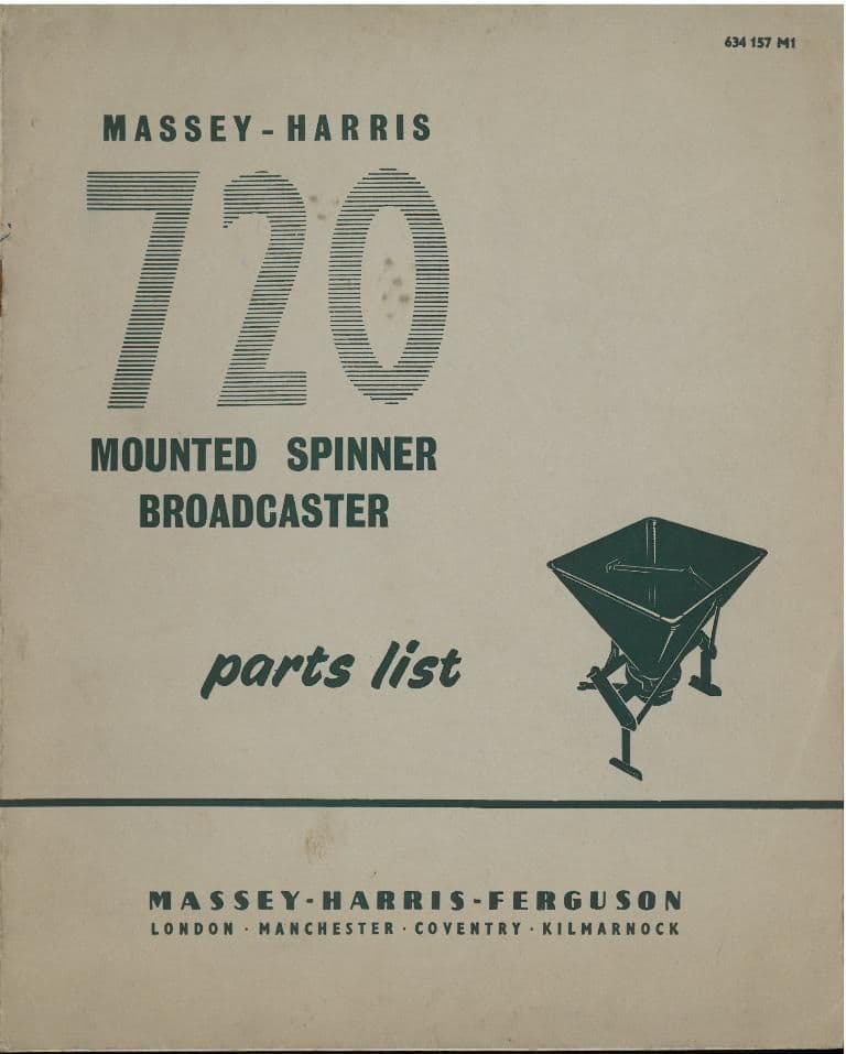 Massey Harris 720 Mounted Spinner Broadcaster Parts Manual