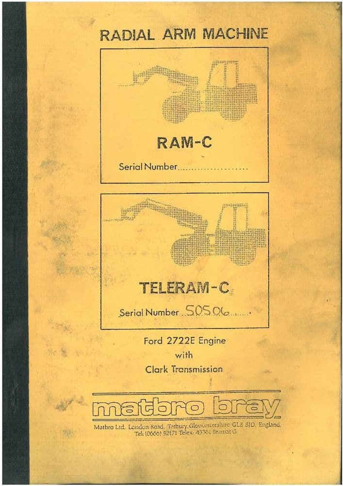 Matbro Telehandler Ram C & Teleram C Parts Manual - ORIGINAL MANUAL ...
