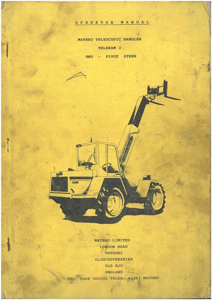 Matbro Telescopic Handler Teleram 3 - 4WD Pivot Steer Operators Manual ...