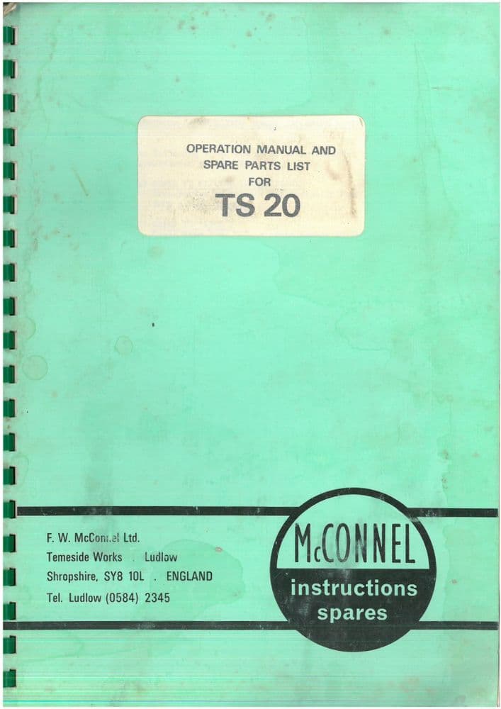 McConnel Tailslave TS20 Operators Manual with Parts Manual - ORIGINAL