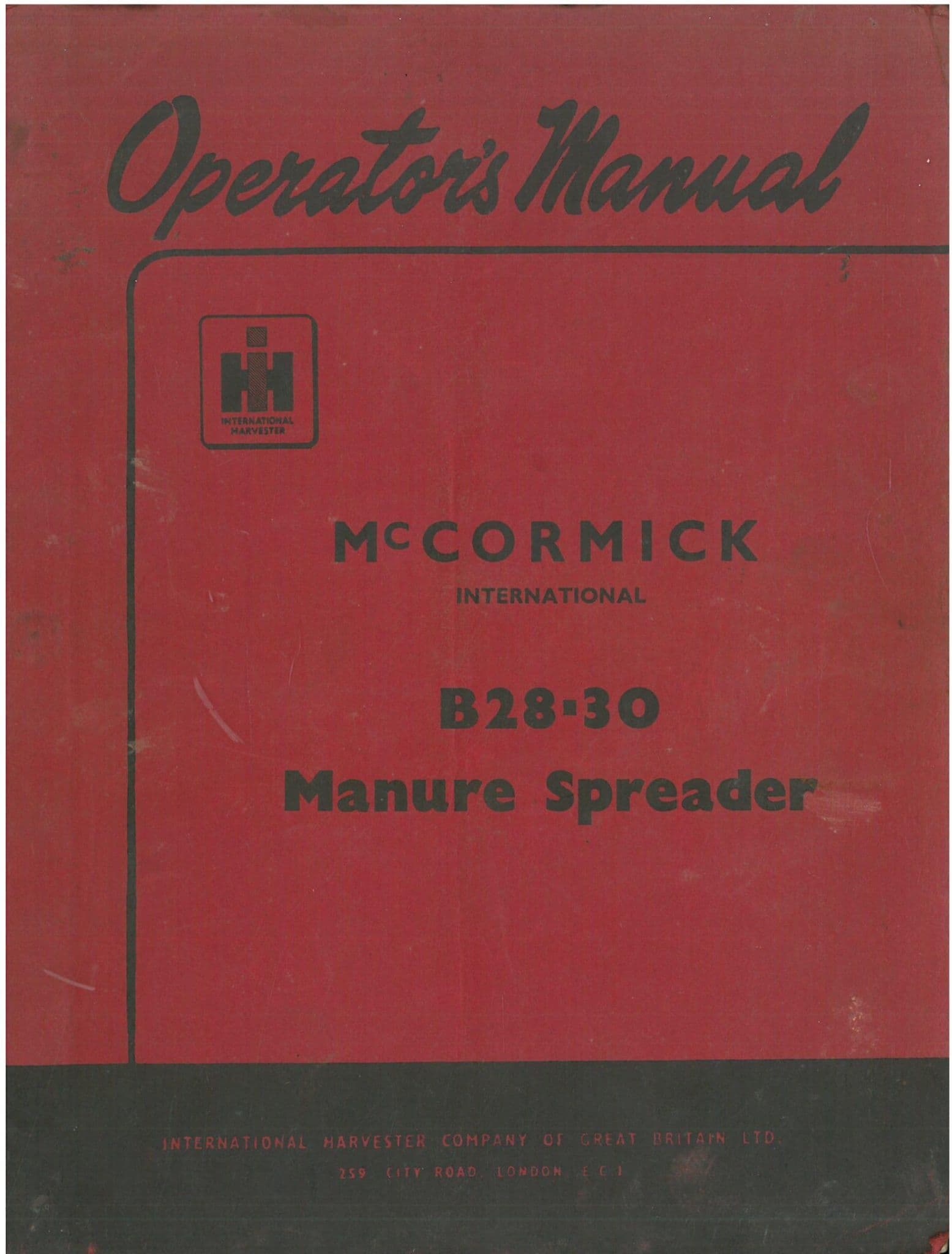 McCormick International B28- B30 Manure Spreader Operators Manual with ...