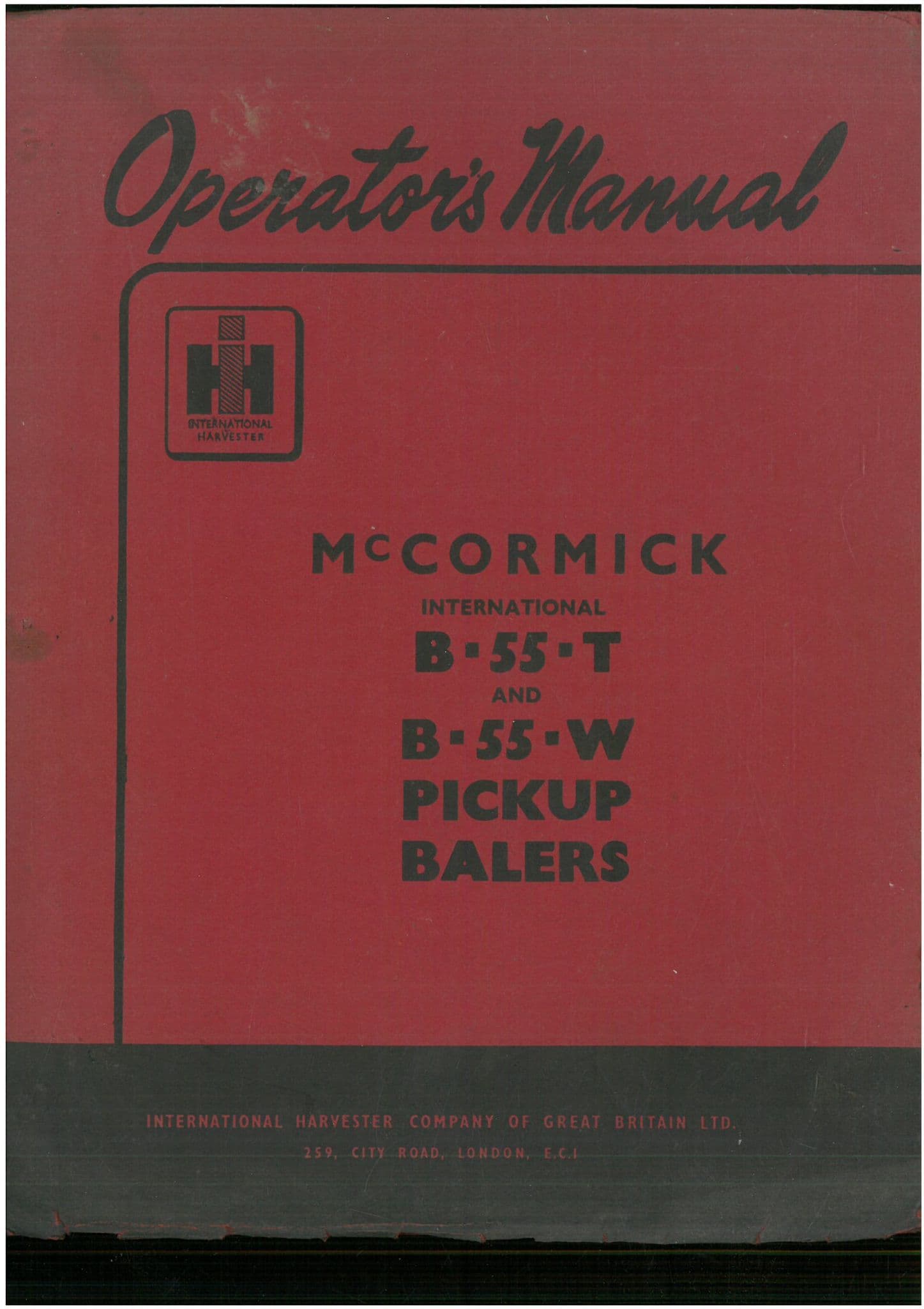 McCormick International Baler B-55-T & B-55-W Operators Manual with ...