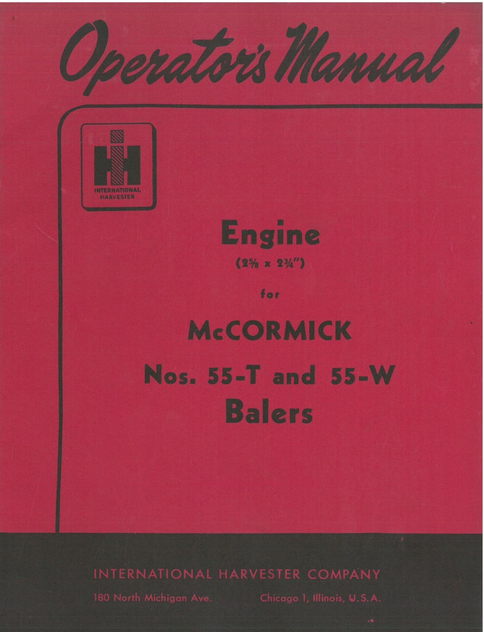 McCormick International Engine for 55-T & 55-W Baler Operators Manual ...