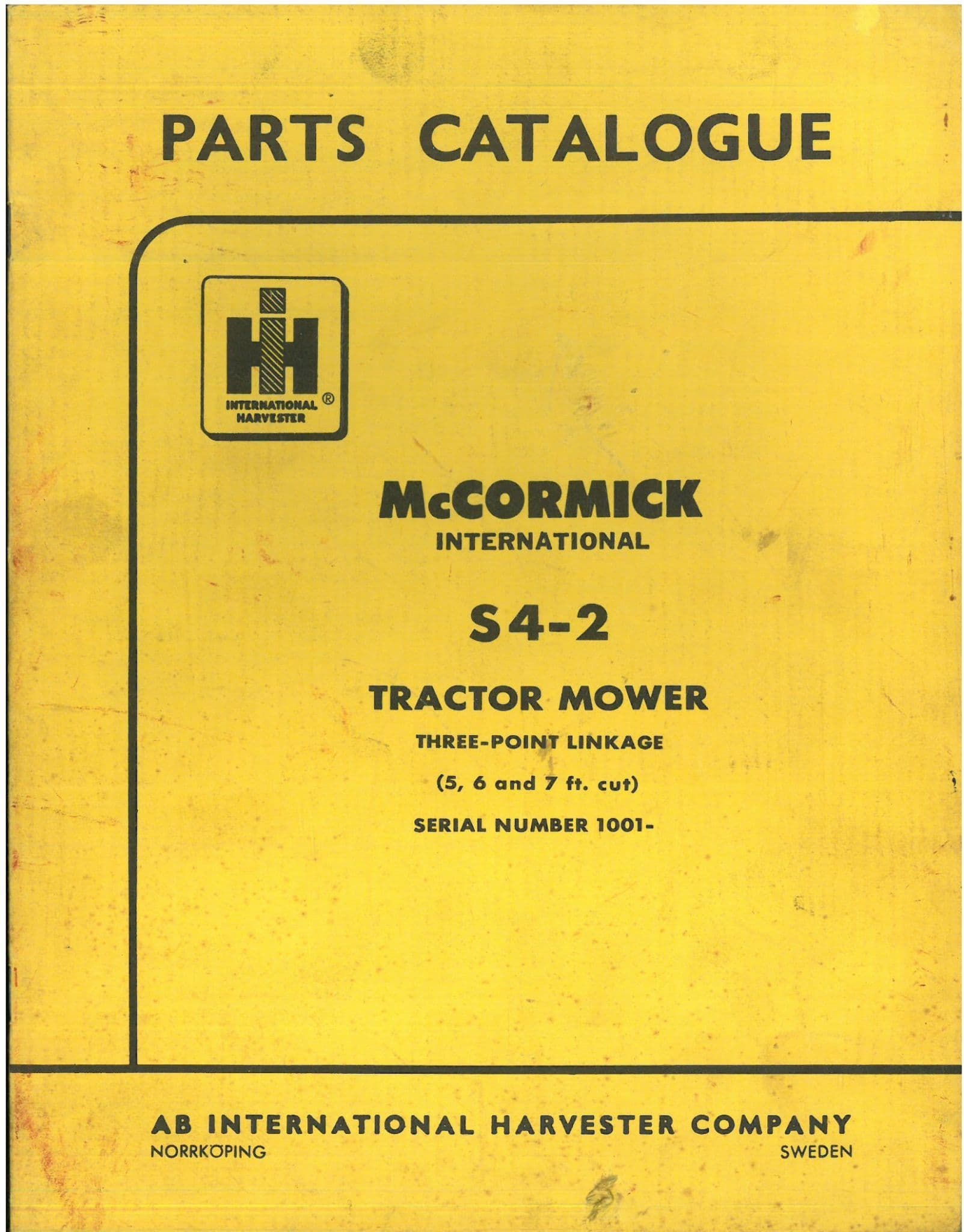 McCormick International S4-2 Tractor Mower Parts Manual - ORIGINAL
