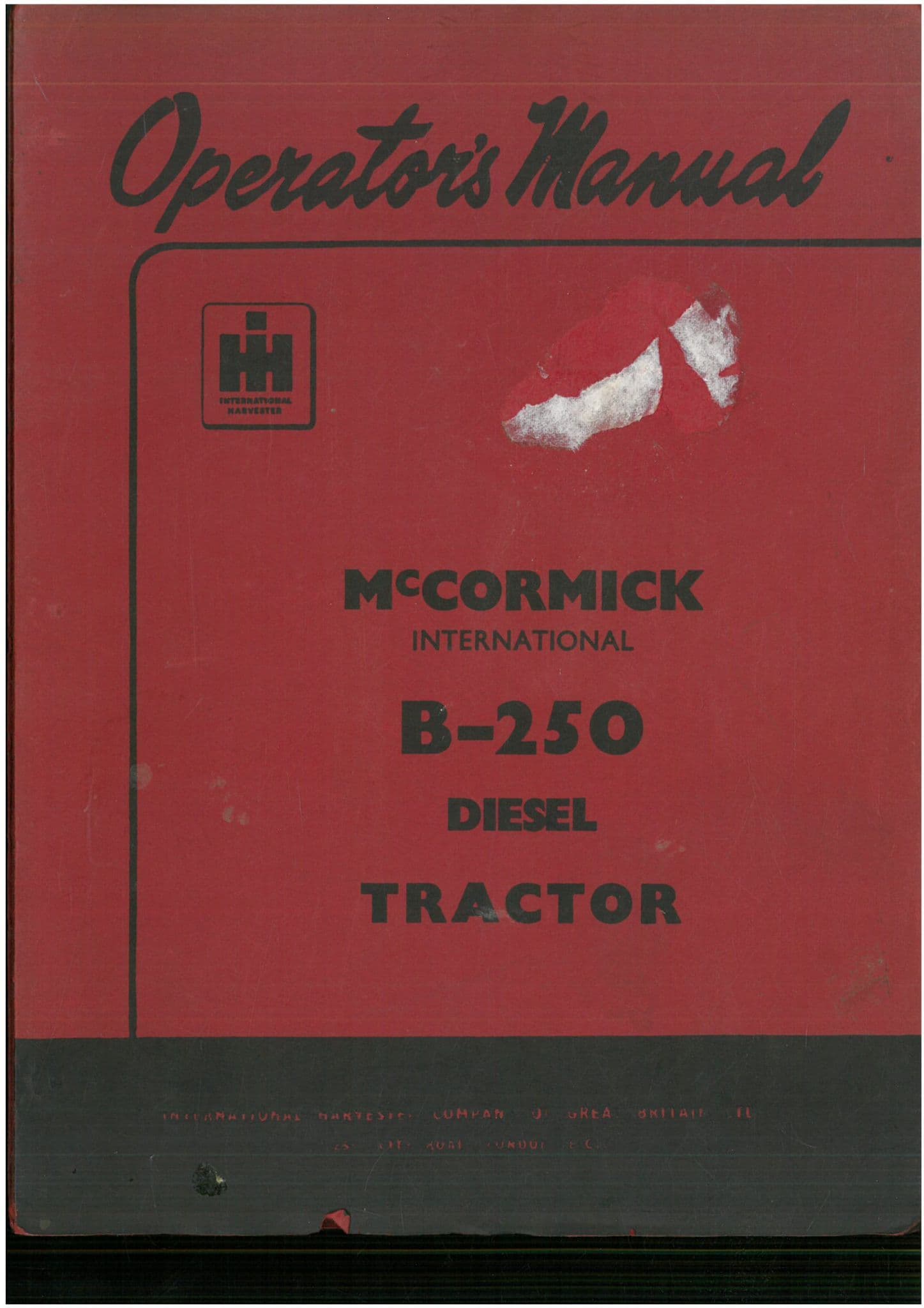 McCormick International Tractor B250 Operators Manual - RED COVER ...