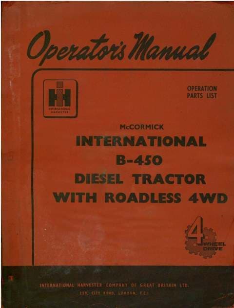 McCormick International Tractor B450 with Roadless 4WD Operators Manual ...