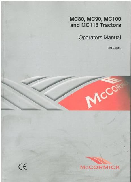 McCormick Tractor MC Range - MC80 MC90 MC100 MC115 Operators Manual