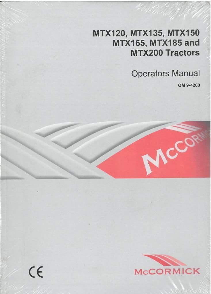 McCormick Tractor MTX120 MTX135 MTX150 MTX165 MTX185 MTX200 Operators Manual