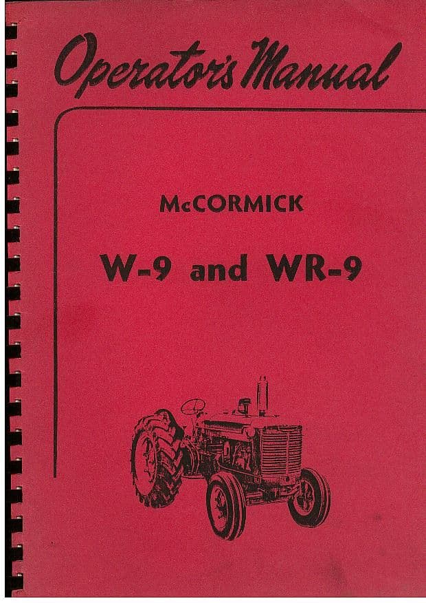 McCormick Tractor W9 & WR9 Operators Manual