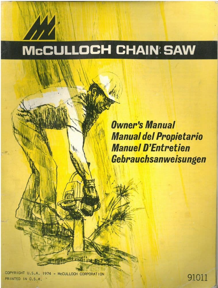 McCulloch Chainsaw Operators Manual - No Specific Models Listed - Year 1974