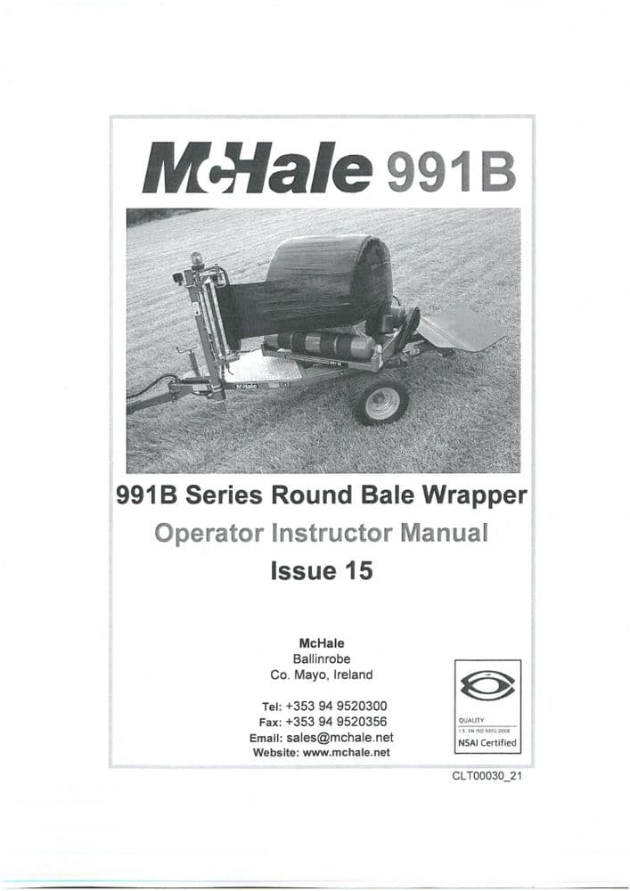 McHale Balewrapper 991B Ops Manual 991BC 991BJS 991BE 991BER 991 BC BJS BE BER