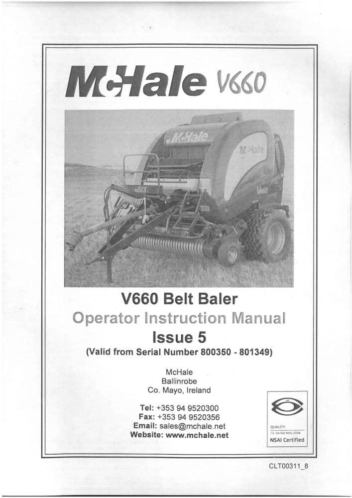 McHale V660 Belt Baler Operators Manual - Issue 5