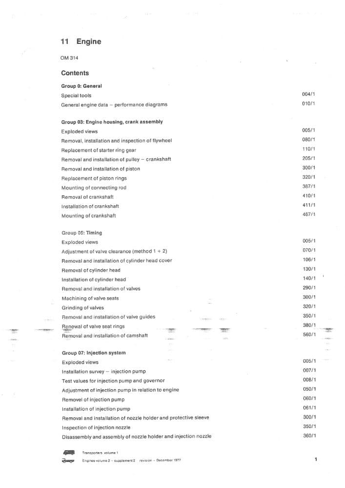 Mercedes Engine OM314 Workshop Manual