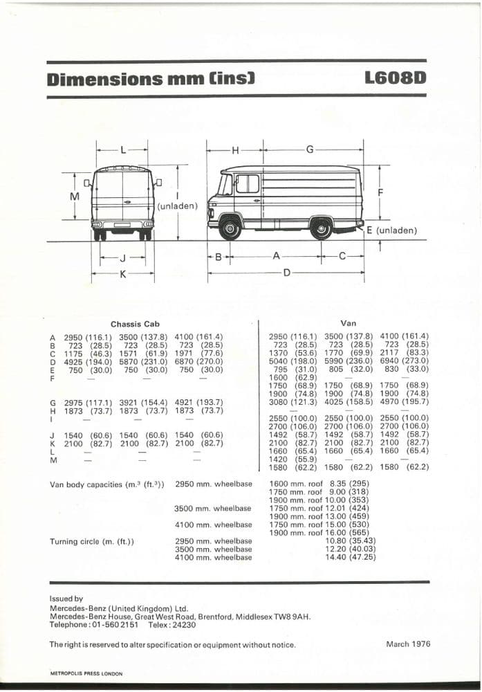 Mercedes Panel Van L407D L409 L508D L608D Brochure