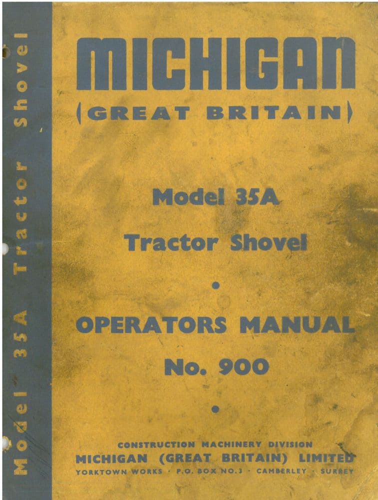 Michigan Model 35A Tractor Shovel Operators Manual