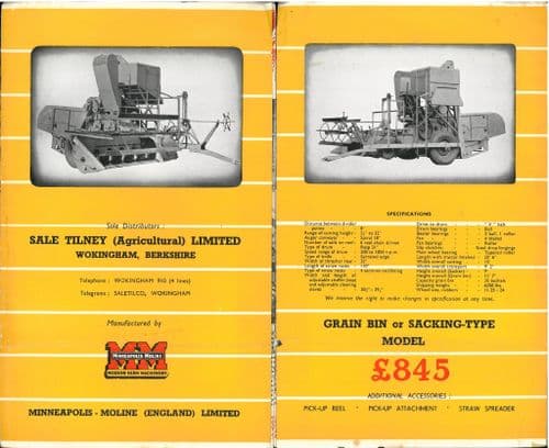 Minneapolis Moline MM G8 Combine Brochure
