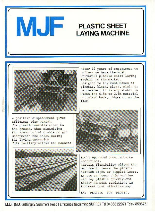 MJF Plastic Sheet Laying Machine Brochure