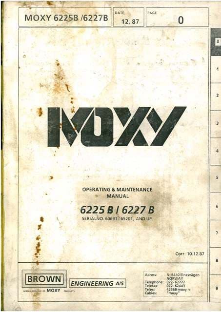 Moxy 6225B & 6227B Articulated Dumptruck Operators Manual