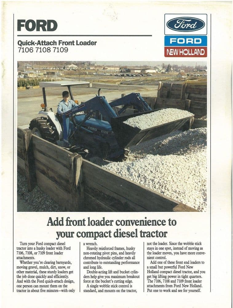 New Holland Quick Attach Front Loader 7106 7108 7109 Brochure