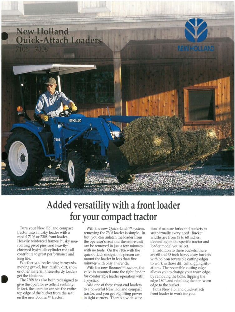 New Holland Quick Attach Loader 7106 & 7308 Brochure