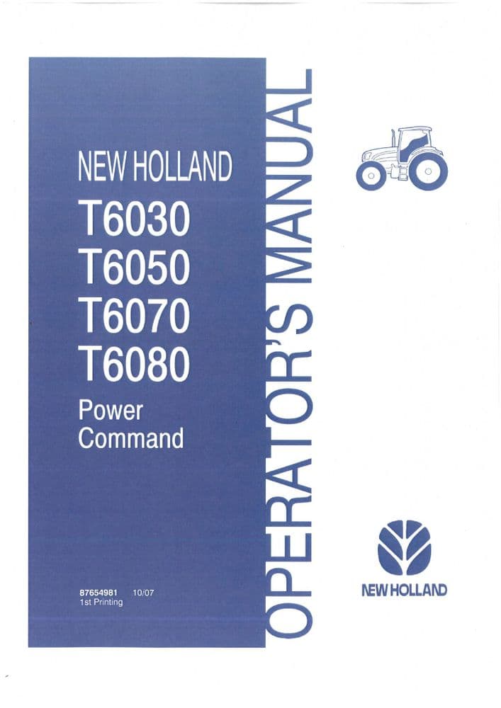 New Holland Tractor T6030 T6050 T6070 T6080 Operators Manual - Power ...