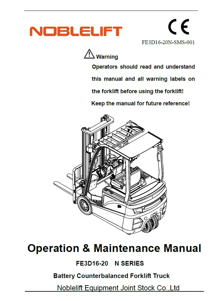 Noblelift Forklift Truck FE3D16-20 Operators Manual