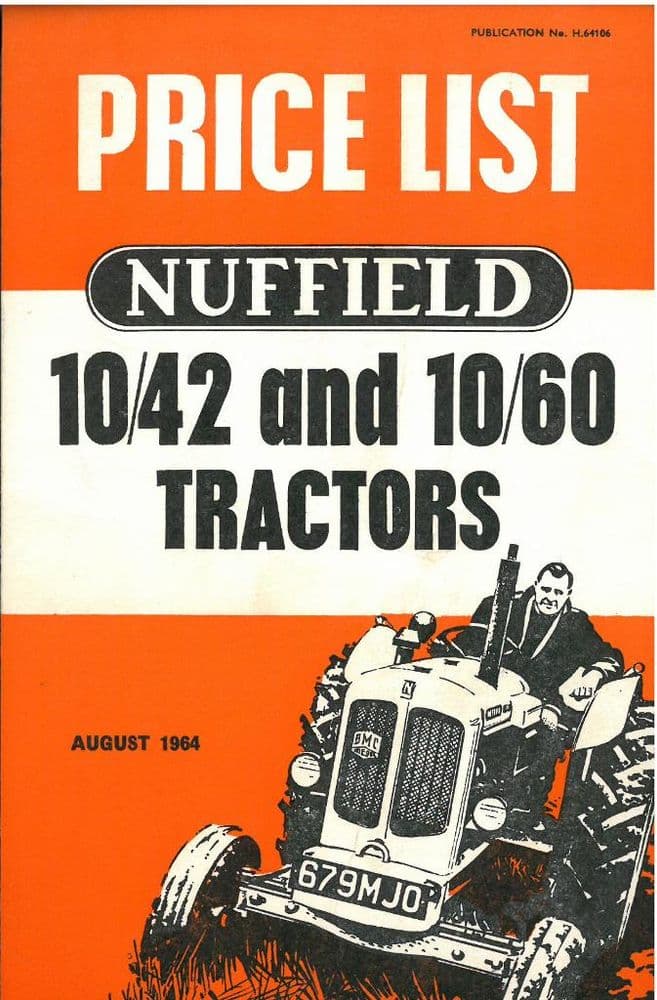 Nuffield Tractor 10/42 & 10/60 Price List - January 1965