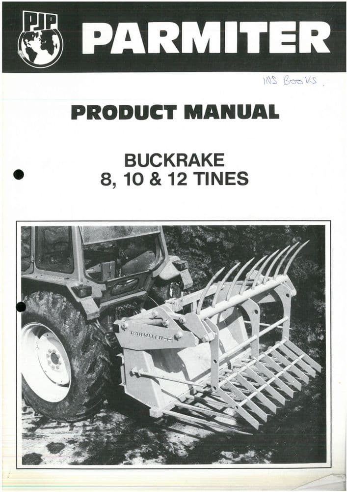 Parmiter Buckrake 8 10 12 Tines Operators and Parts List