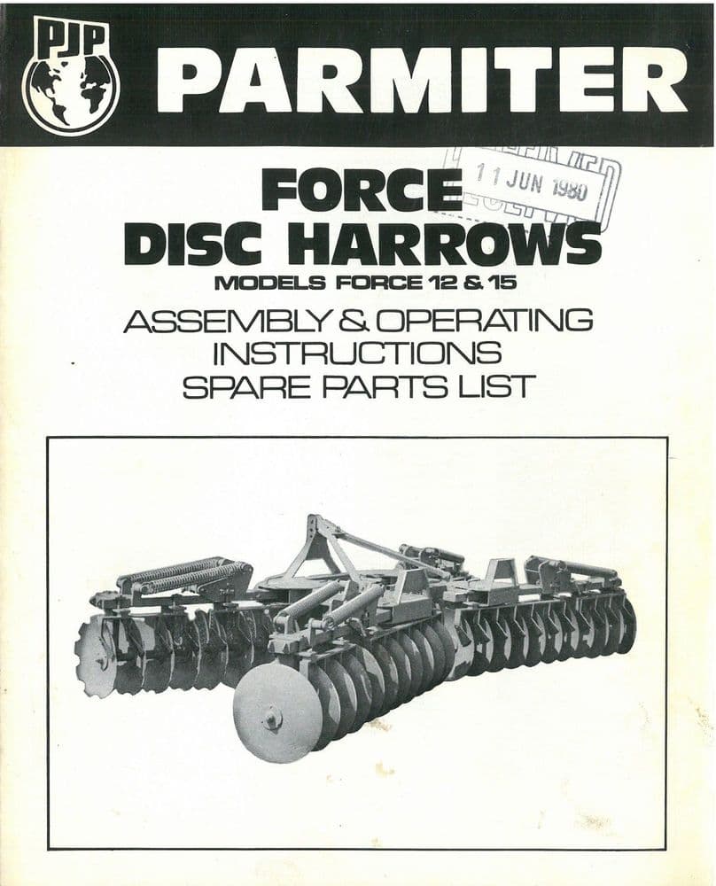 Parmiter Force Disc Harrows Models 8 & 10 Brochure