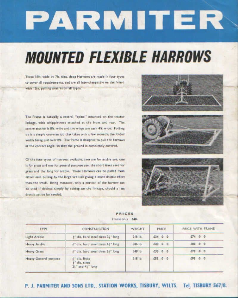 Parmiter Mounted Flexible Harrows Brochure