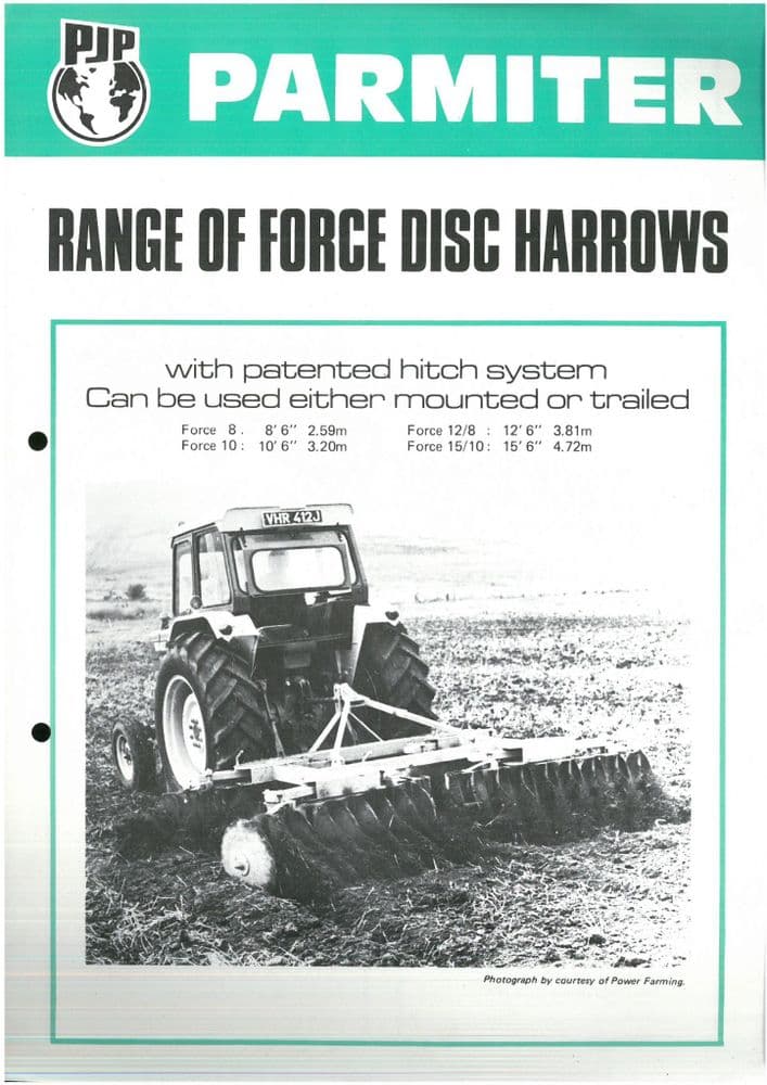 Parmiter Range of Force Disc Harrows Brochure