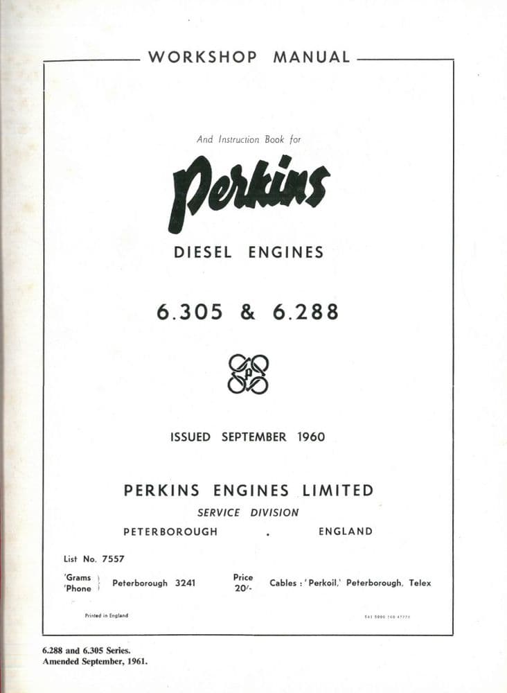 Perkins Diesel Engine 6 305 6 288 - Workshop Manual