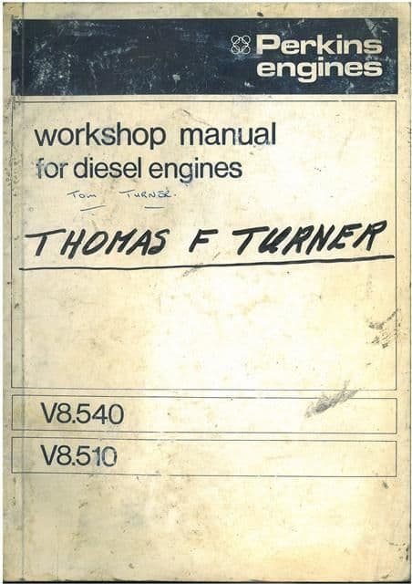 Perkins Diesel Engine V8 510 & V8 540 Workshop Service Manual