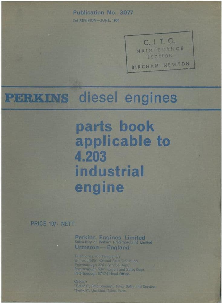 Perkins Diesel Industrial Engine 4 203 Parts Manual
