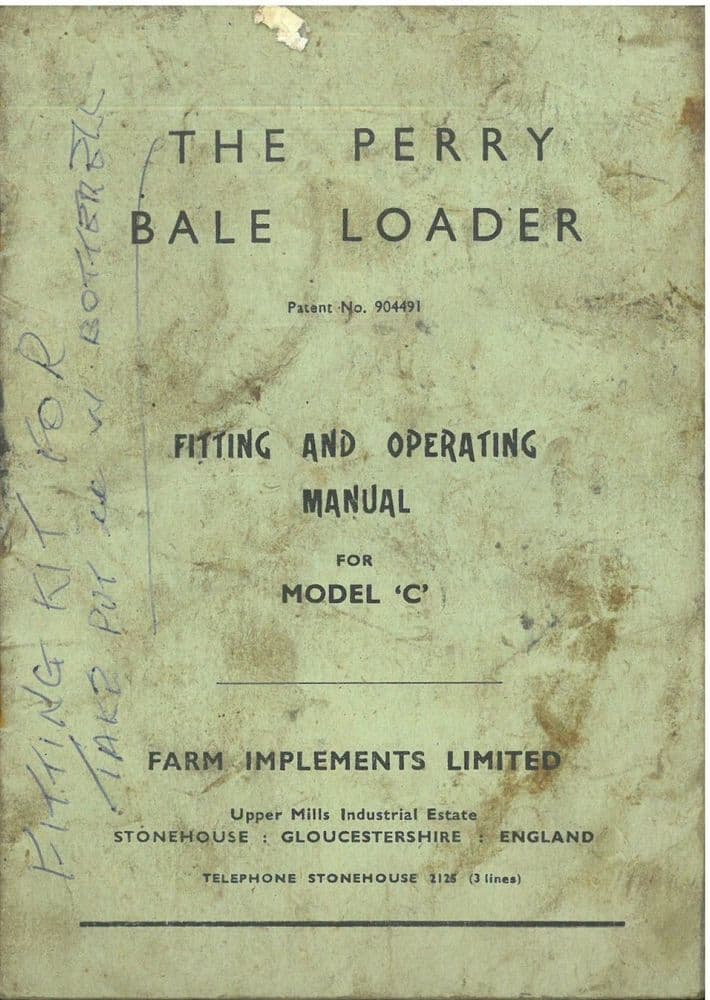 Perry Bale Loader Model C Operators Manual