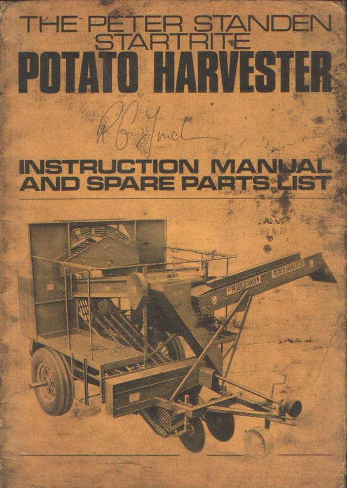 Peter Standen Startrite Potato Harvester Operators Manual with Parts List