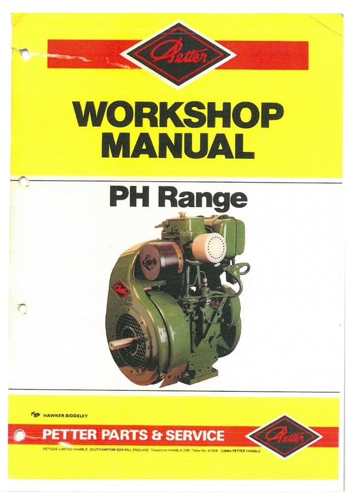 Petter Engine Manual PH Range PH1 PH2 PH1W PH2W Workshop Repair Manual