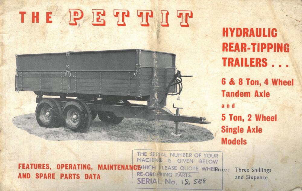 Pettit Hydraulic Rear Tipping Trailer Operators Manual