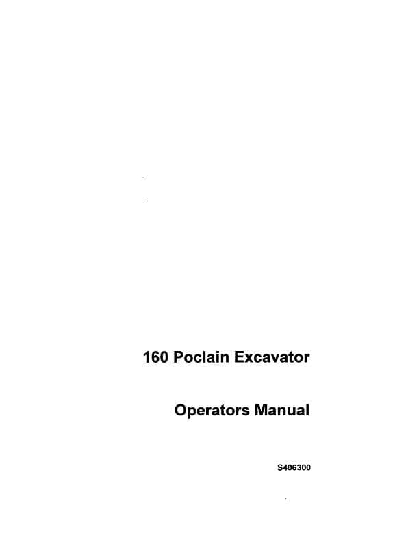 Poclain Excavator 160 Operators Manual