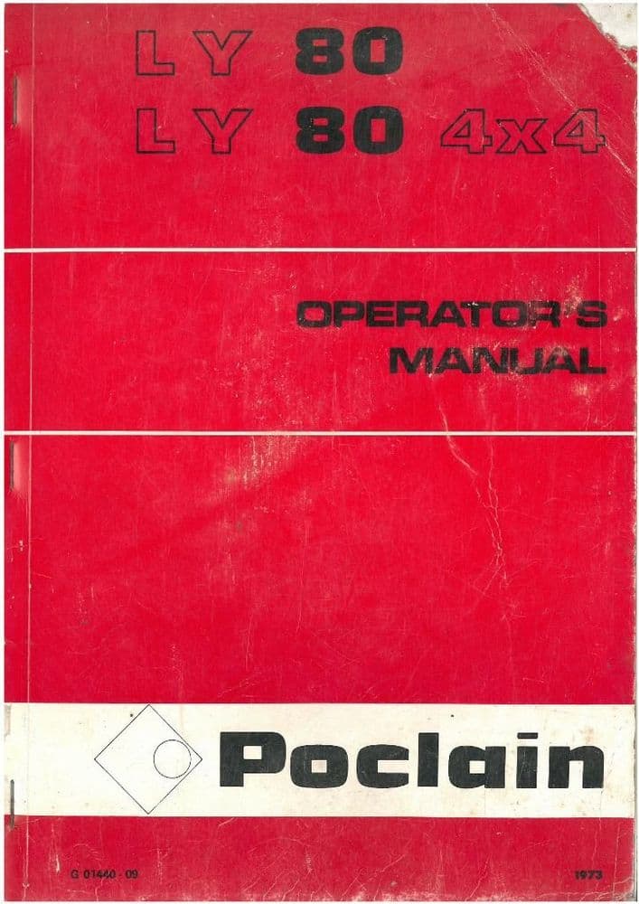 Poclain LY80 & LY80 4x4 Operators Manual - LY 80 - Excavator Backhoe ...