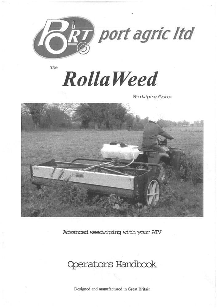 Port Agric Weed Wiper "RollaWeed" Operators Manual & Spare Parts List