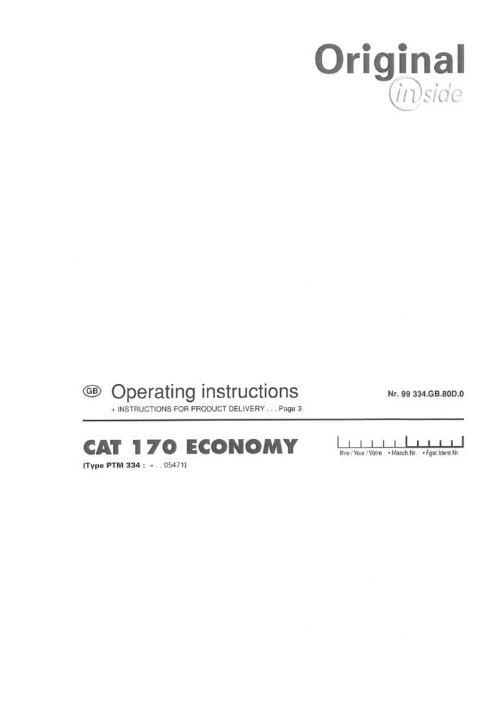 Pottinger Disc Mower CAT 170 Economy Operators Manual