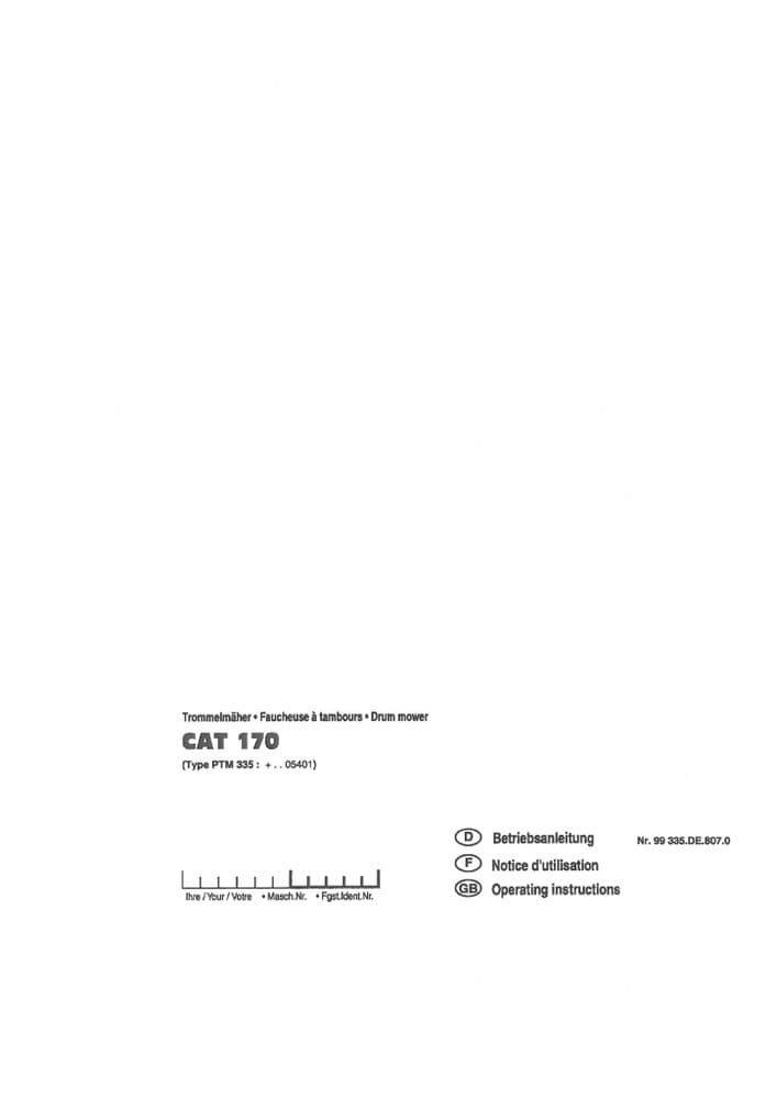 Pottinger Disc Mower CAT 170 Operators Manual